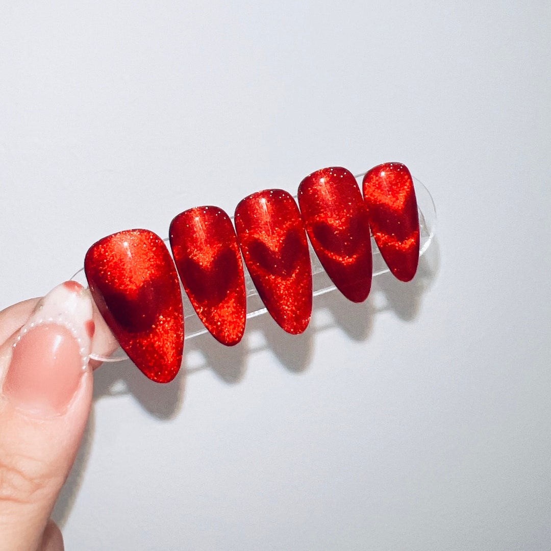 REUSEABLE Cat Eye PRESS ON Nails Multiple Shapes Premium Press on Nails ...