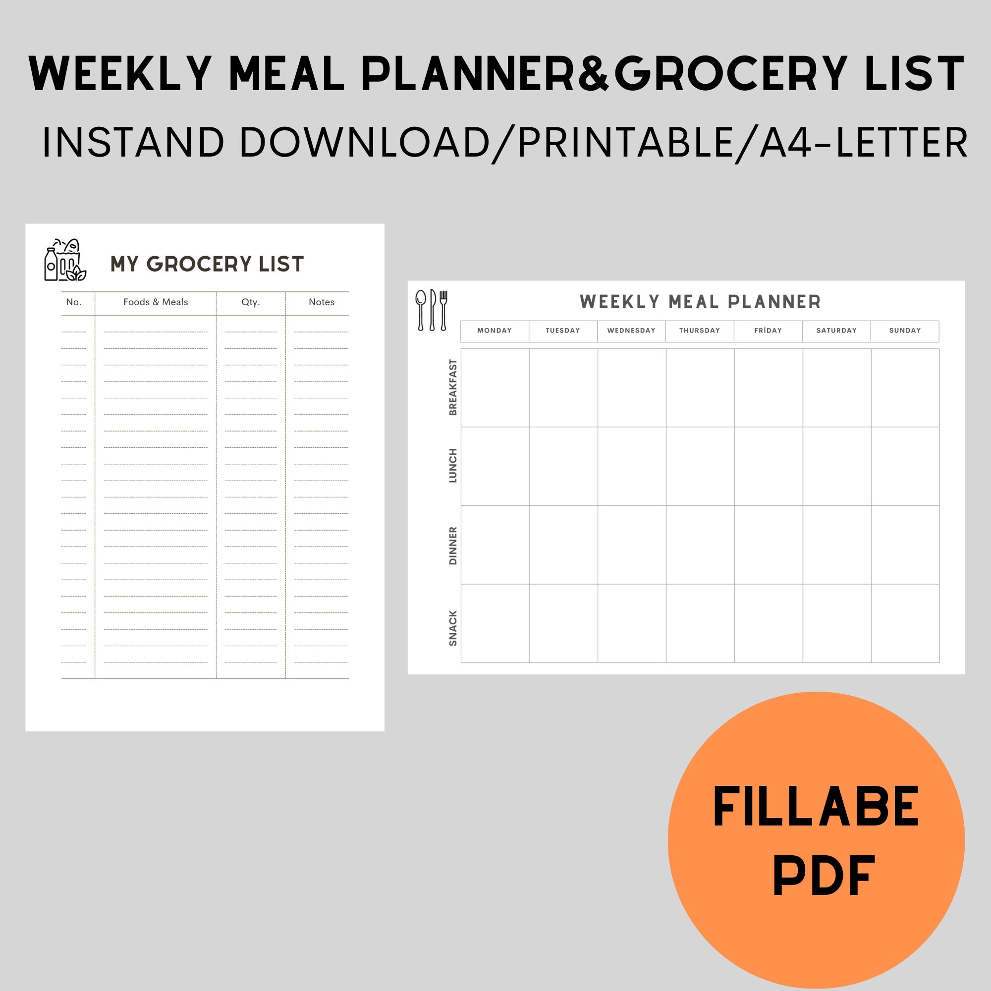 Seven Day Menu Template