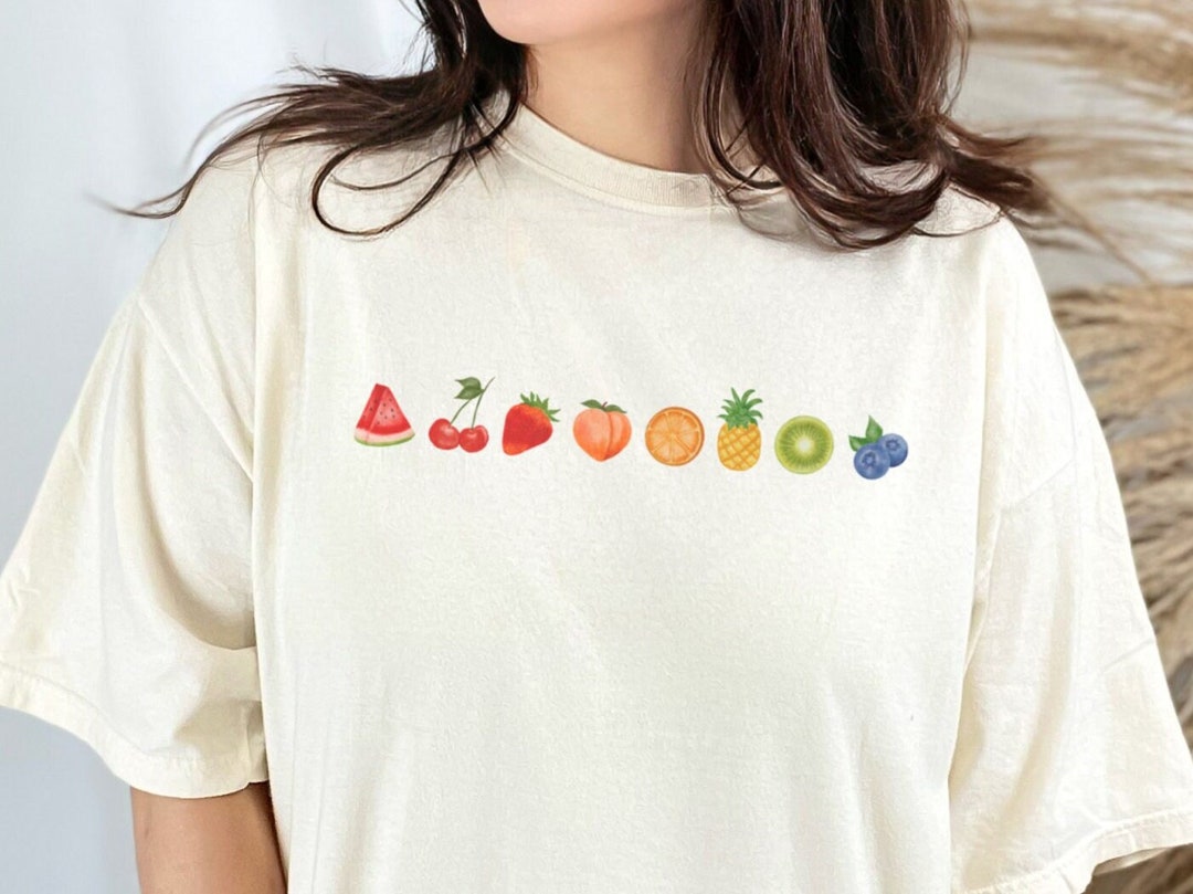 Fruity Tee Cute Oversized Subtle Pride Shirt Fruit Rainbow Tshirt Pride ...