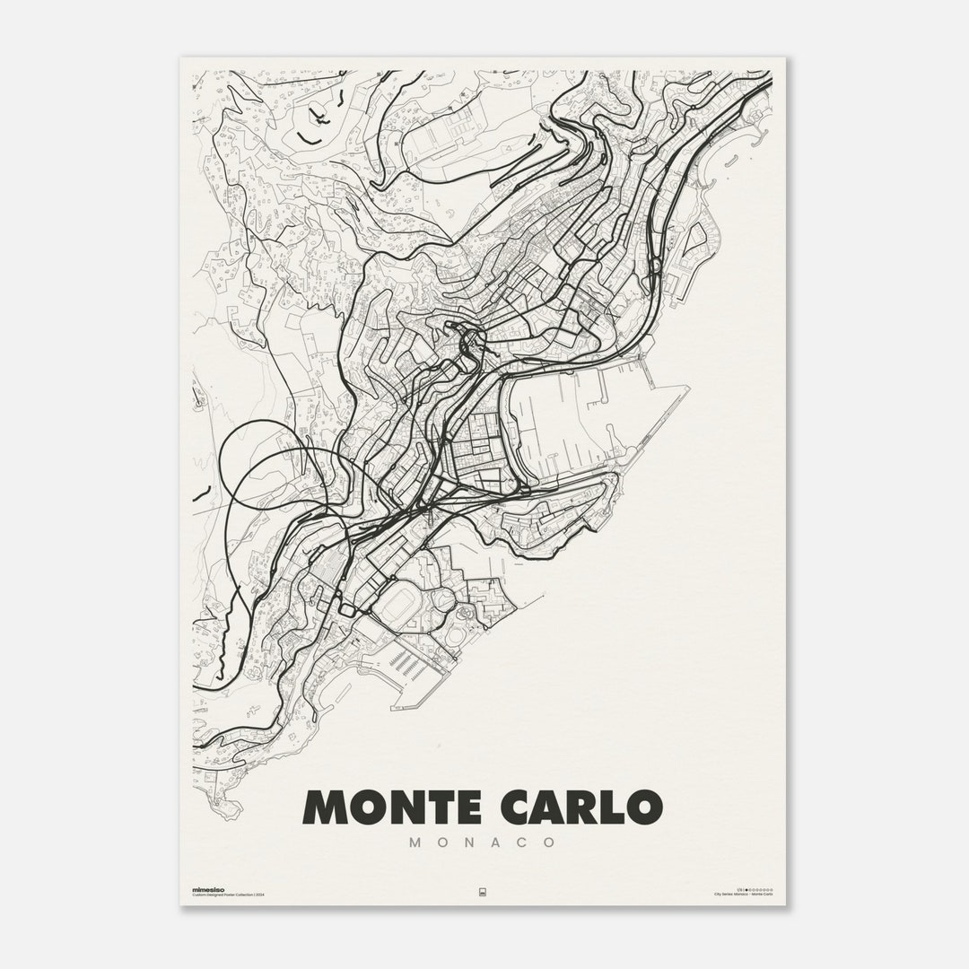 Monaco Monte Carlo Map Poster - Etsy