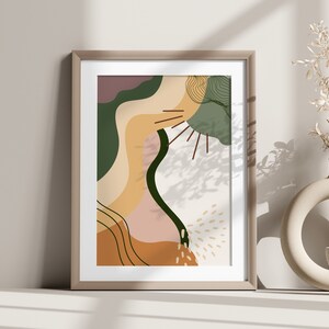 Mid Century Modern Earthy Abstract Horizon Gallery Wall, Orange and ...