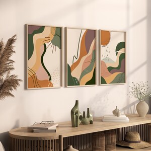 Mid Century Modern Earthy Abstract Horizon Gallery Wall, Orange and ...
