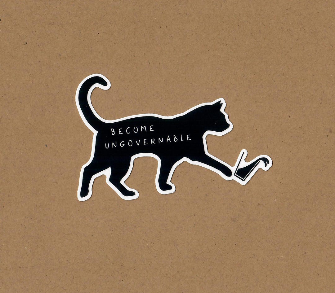 Become Ungovernable Black Cat Sticker Waterbottle Sticker Laptop ...