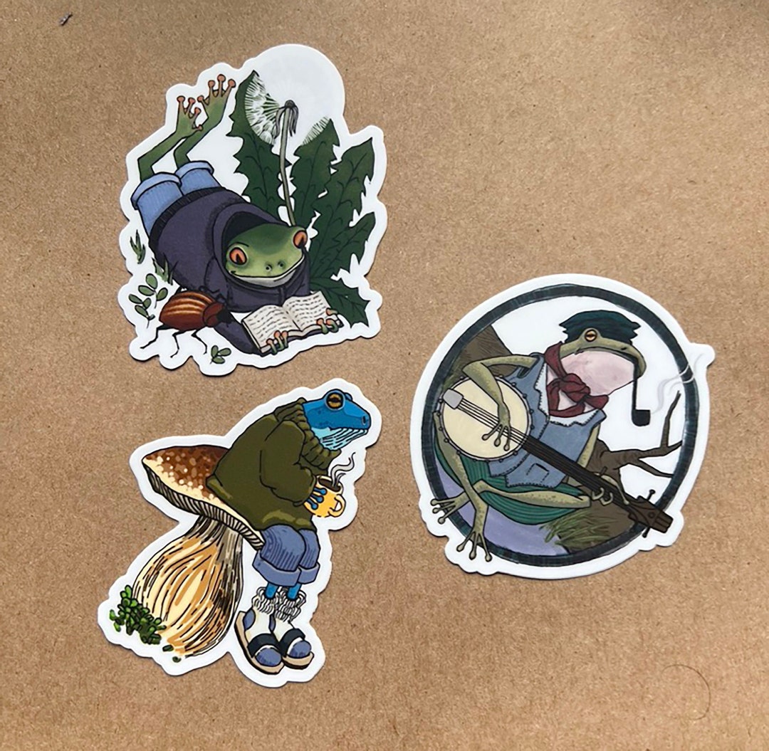 Trio of Frogs - Frog Sticker Pack - Cottage Core Frogs Set of 3 - Etsy