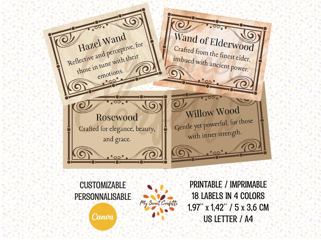 Wizard Magic Wand Stickers Labels | Printable Label | Digital File ...