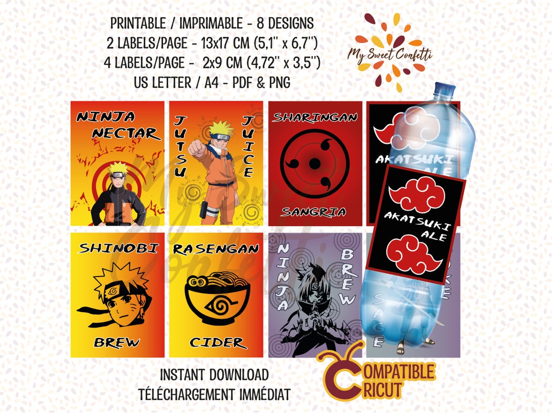 Manga Ninja Anime Bottle Labels / Instant Download / Digital File ...