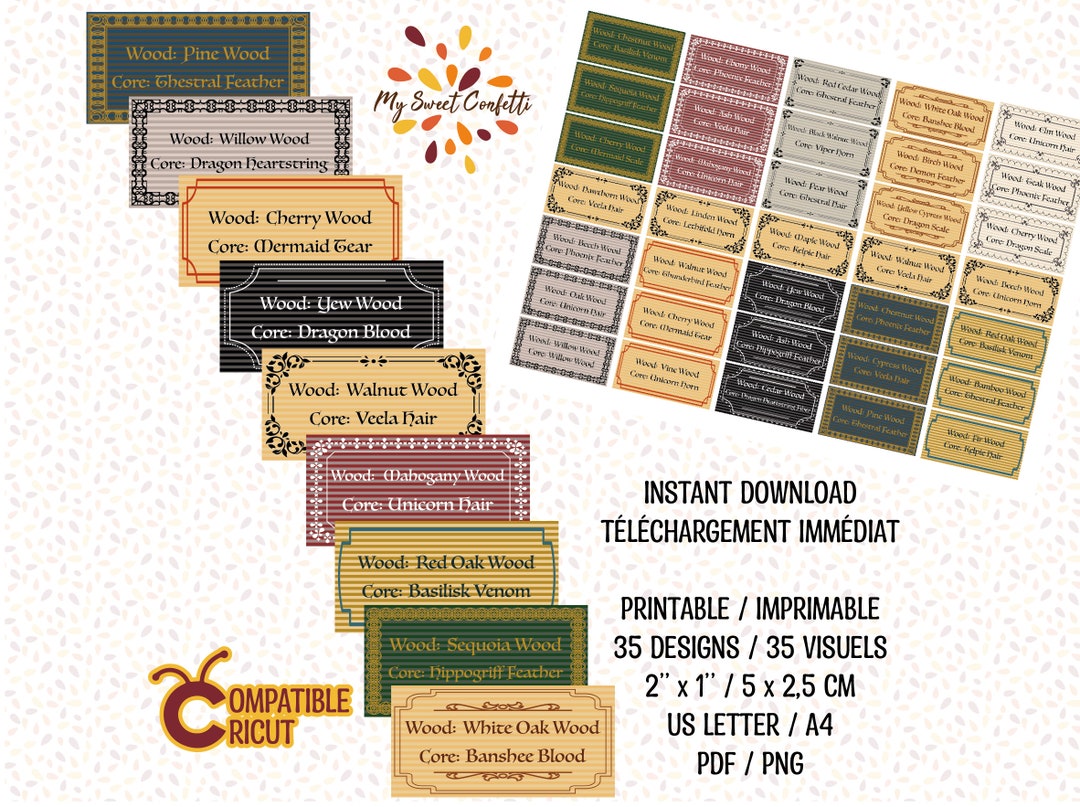 Wizard Magic Wand Stickers Labels | Printable Label | Digital File ...