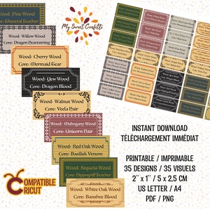 Wizard Magic Wand Stickers Labels | Printable Label | Digital File ...