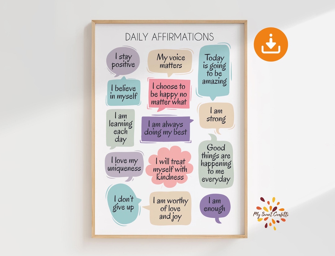 Daily Affirmations Pastel Poster | Printable Wall Art | Positive ...