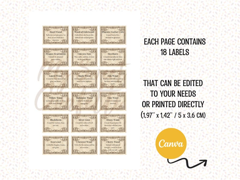 Wizard Magic Wand Stickers Labels | Printable Label | Digital File ...