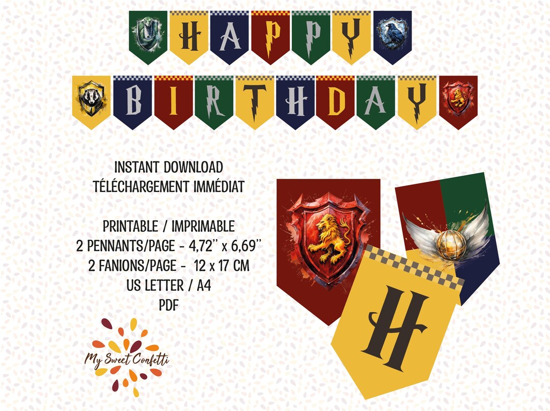 Wizard Birthday Banner | Printable Banner Inspired by the Magical World ...