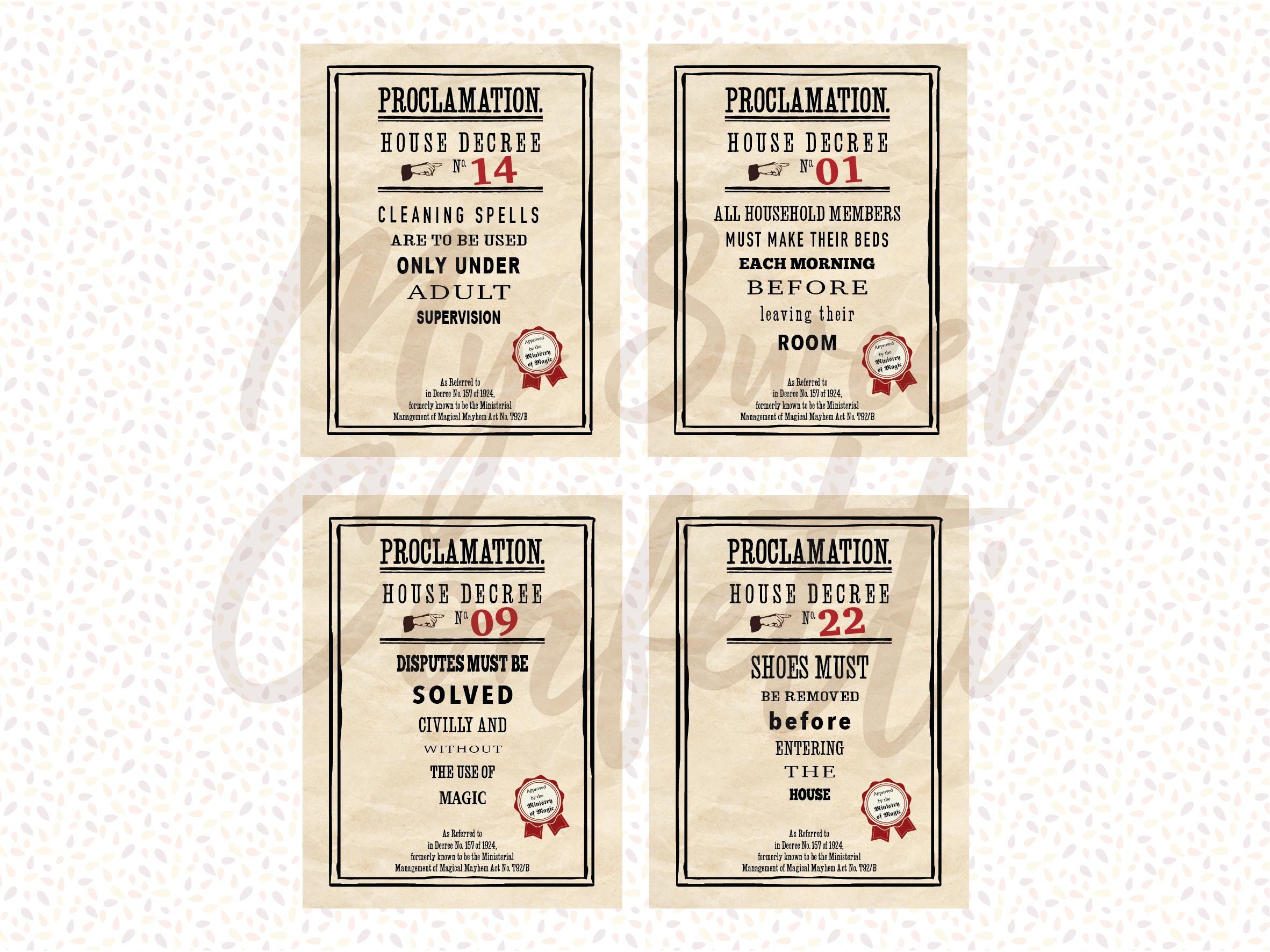 Wizard House Decree Poster | Printable Posters | Digital File ...