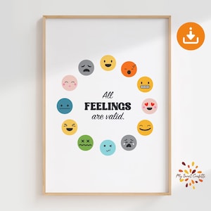 All Feelings Are Valid Poster | Printable Wall Art | Positive ...