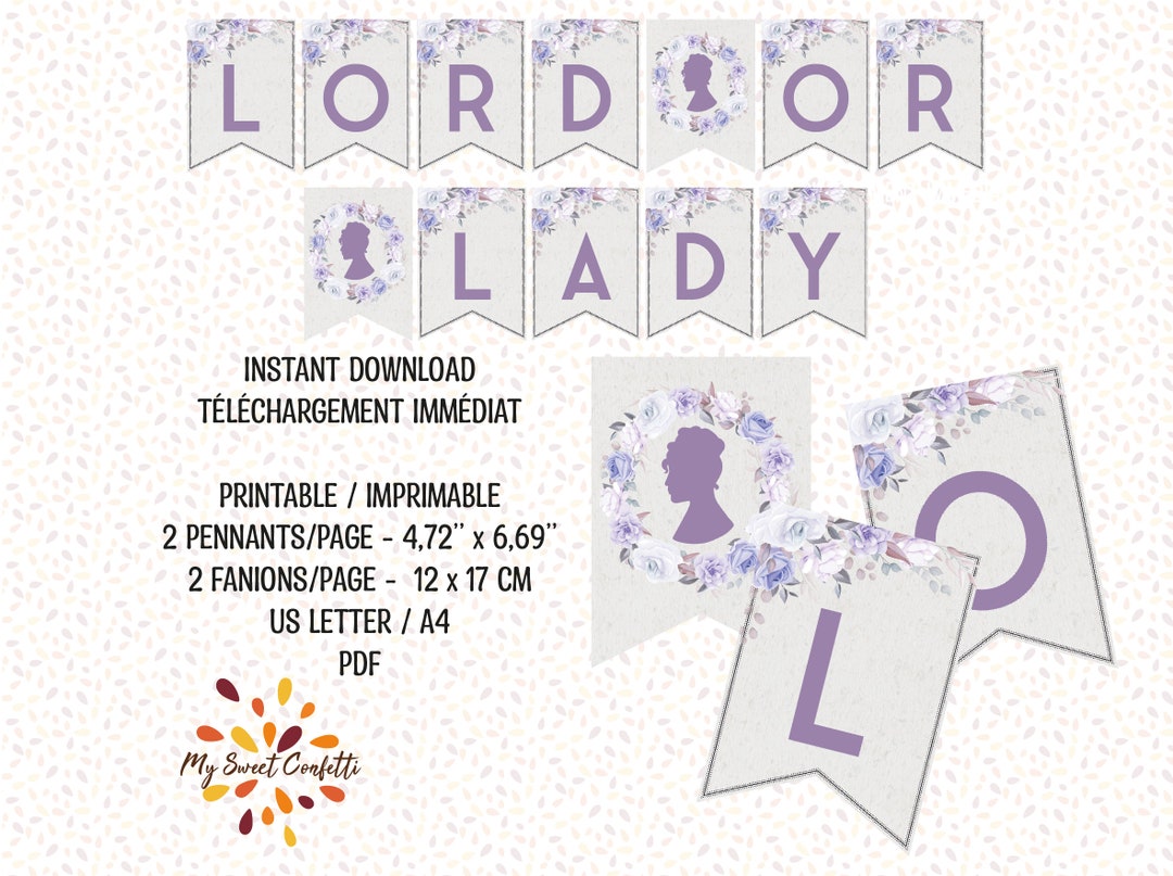 Regency Lord or Lady Banner | Printable Banner | Digital File ...