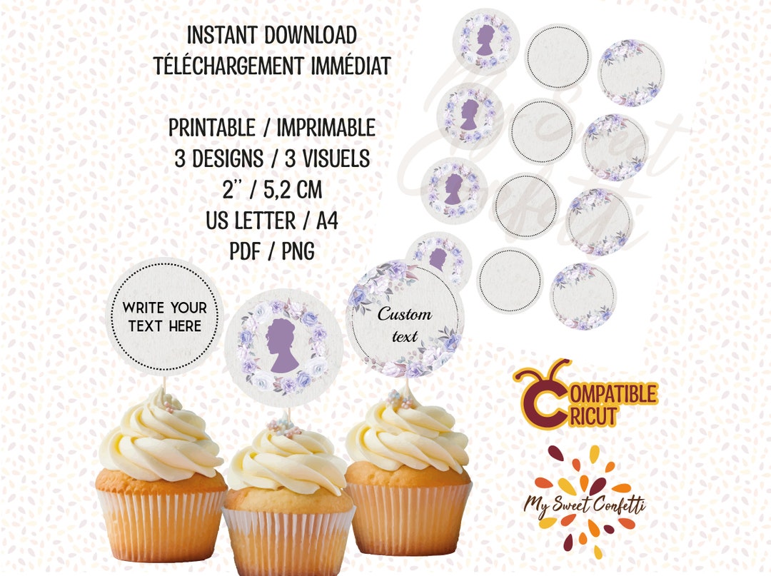 Regency Cupcake Topper Labels Printable Decoration Digital File ...