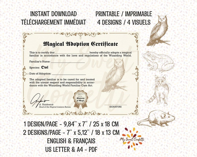 Magizoology Award, Magic Certificate, Magic Diploma - Etsy