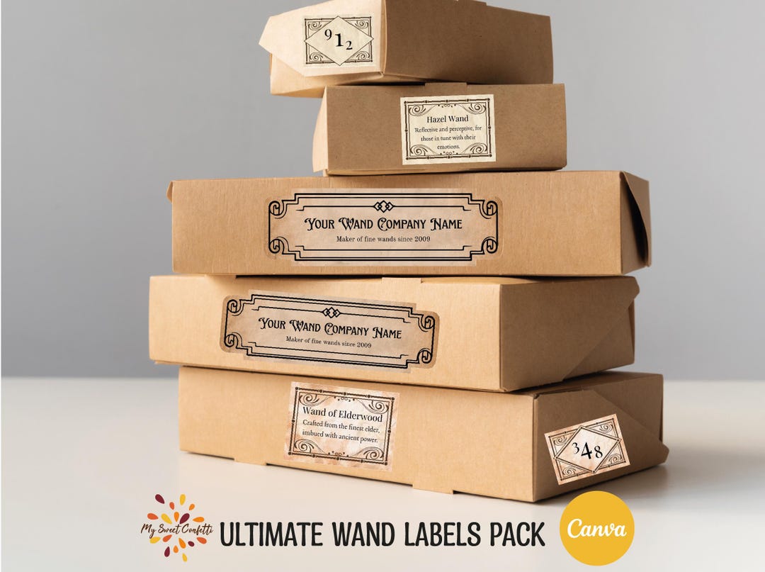 Magical Wand Box Labels Pack | Editable Canva Templates | Printable ...
