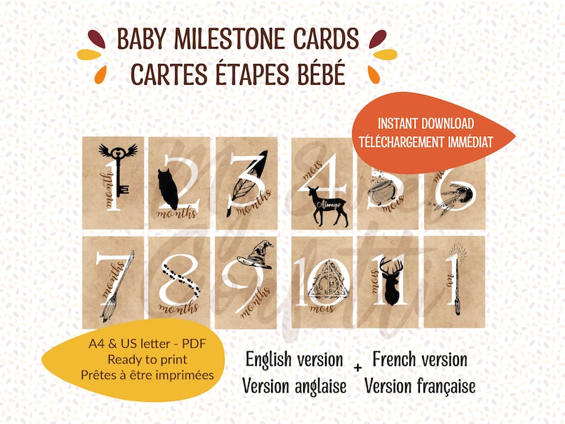 Wizard Baby Milestone Cards | Printable Cards | Digital File ...