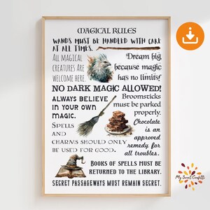 Magical House Rules Poster | Printable Wall Art | Kids Room Decor ...