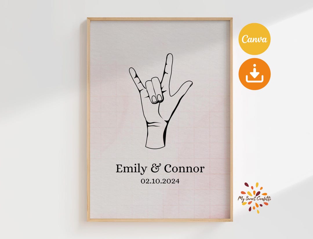 ILY Sign Language Editable Poster | Printable Poster | Editable ...