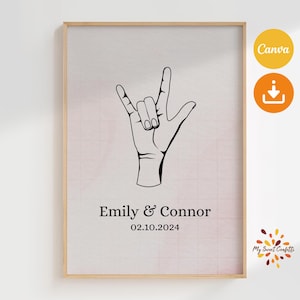 ILY Sign Language Editable Poster | Printable Poster | Editable ...