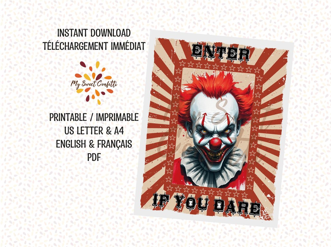 Creepy Circus Poster | Printable Poster | Digital File | Instructions ...