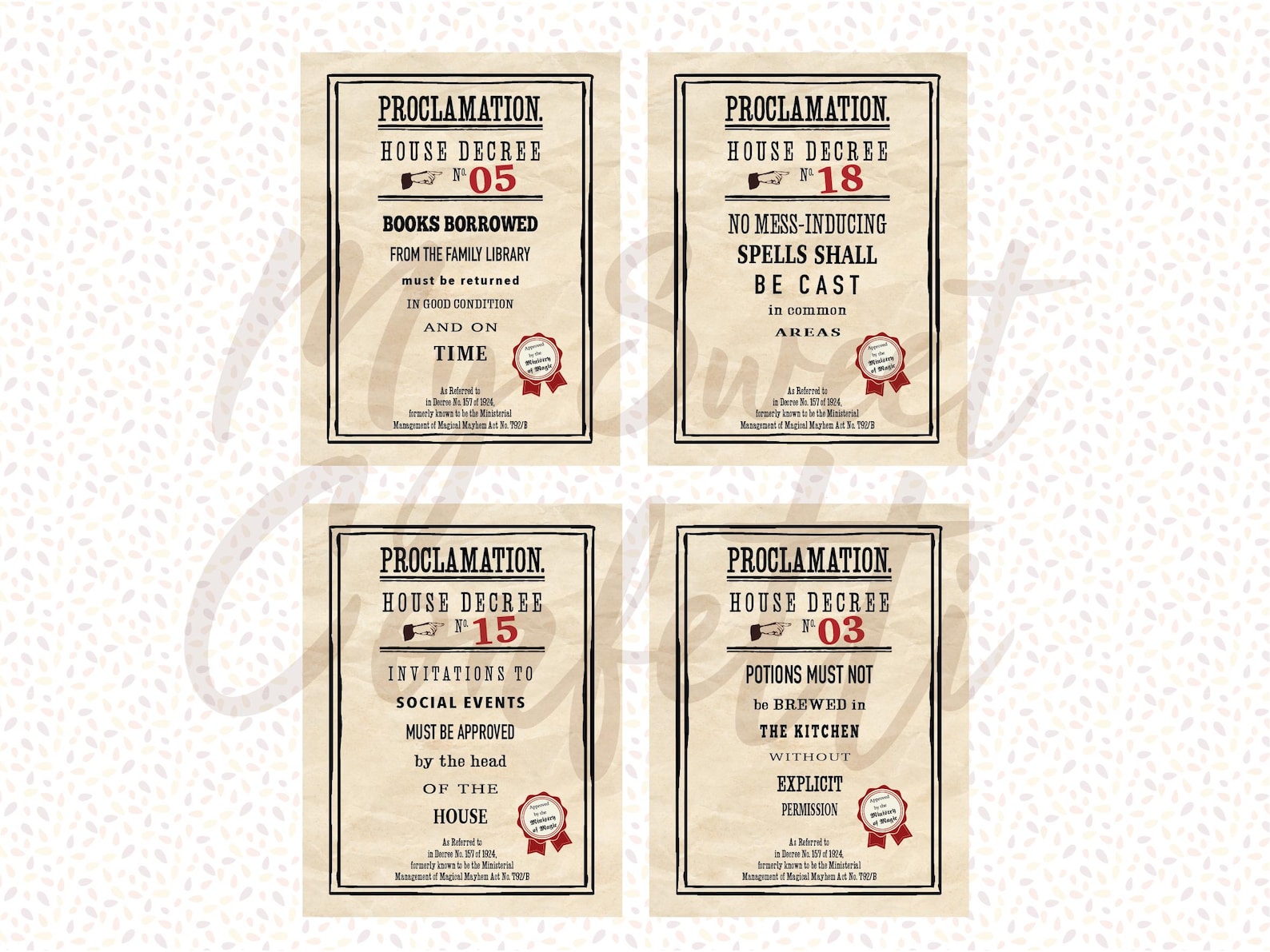 Wizard House Decree Poster | Printable Posters | Digital File ...