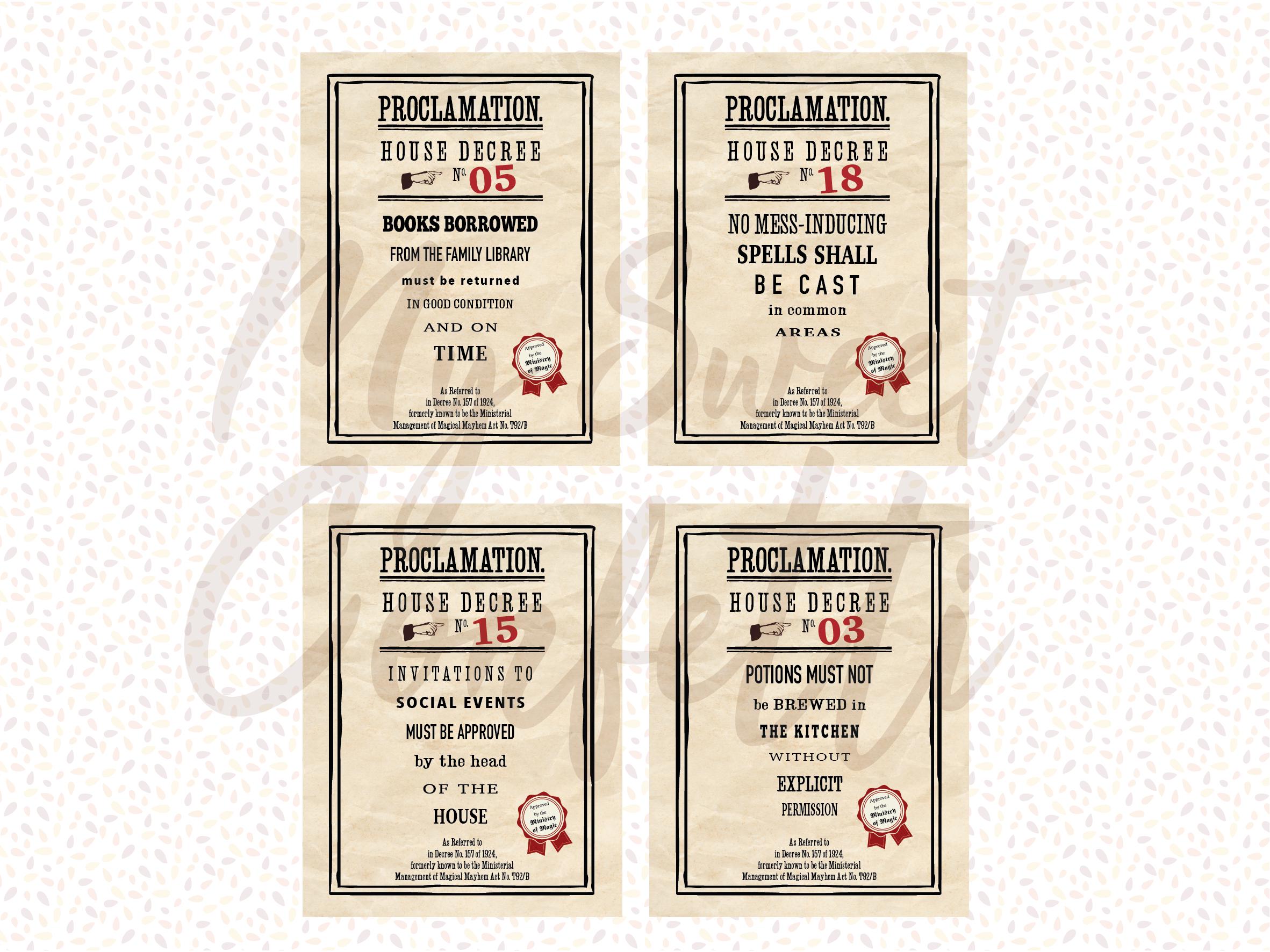 Wizard House Decree Poster | Printable Posters | Digital File ...