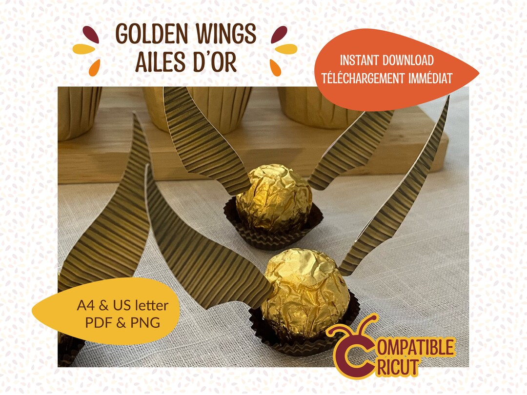 Golden Wings | Printable Decoration | Digital File | Instructions ...