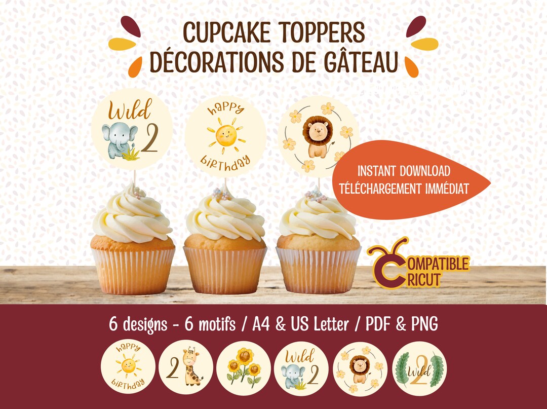 Wild Two Jungle Cupcake Topper Labels / Instant Download / Digital File ...