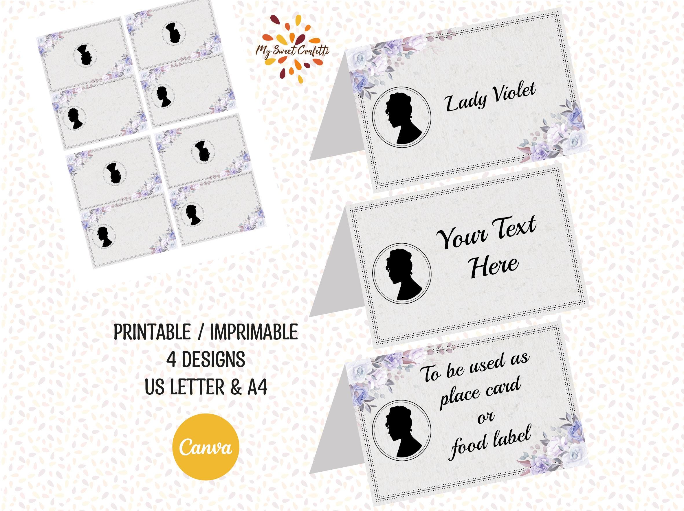 Regency Place Card | Printable Place Card | Printable Food Label ...