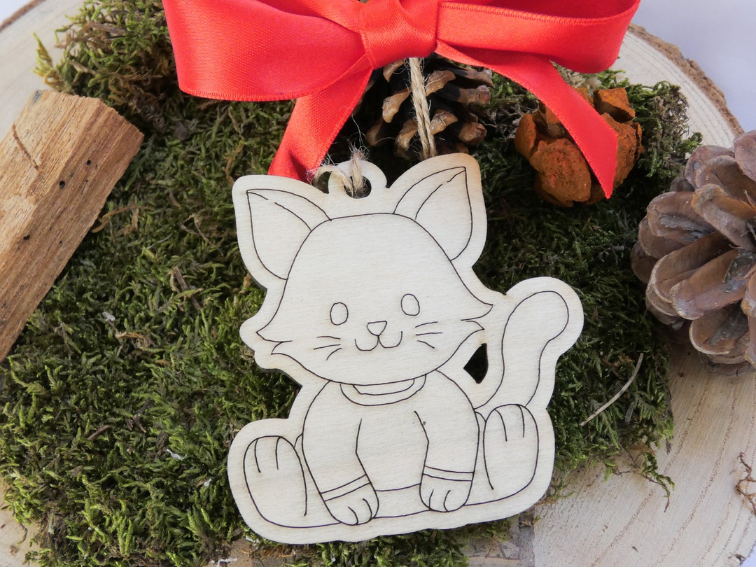 Cat Tree Decoration Kitty Ornament Wooden Decoration Christmas Tree Cat ...