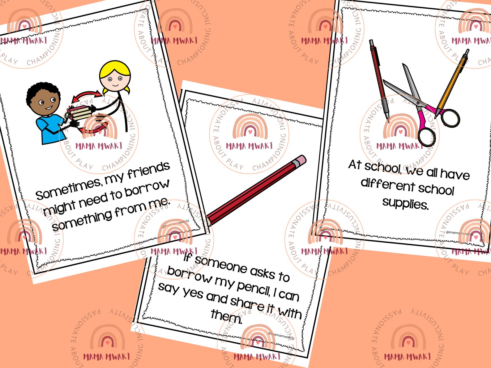 Printable Social Story Sharing School Supplies Social Skills Resource ...