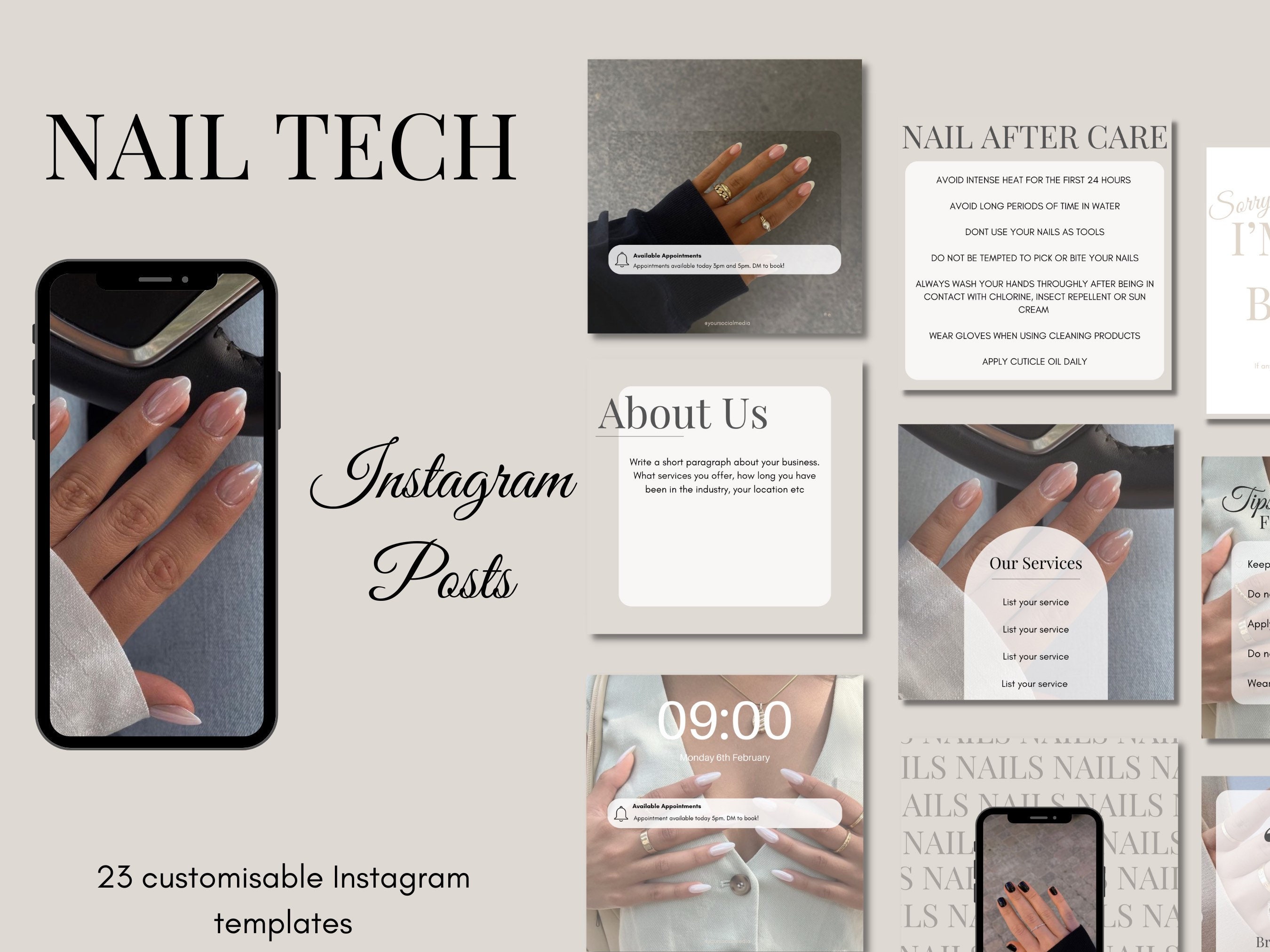 Nail Technician Instagram Post Templates Nail Salon Social Media Nail ...