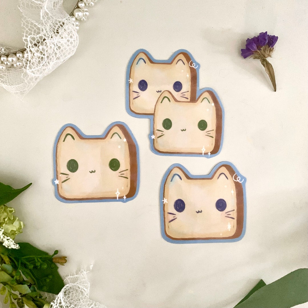 Kitty Toast Sticker Cute Cat Loaf Matte Vinyl Stickers - Etsy