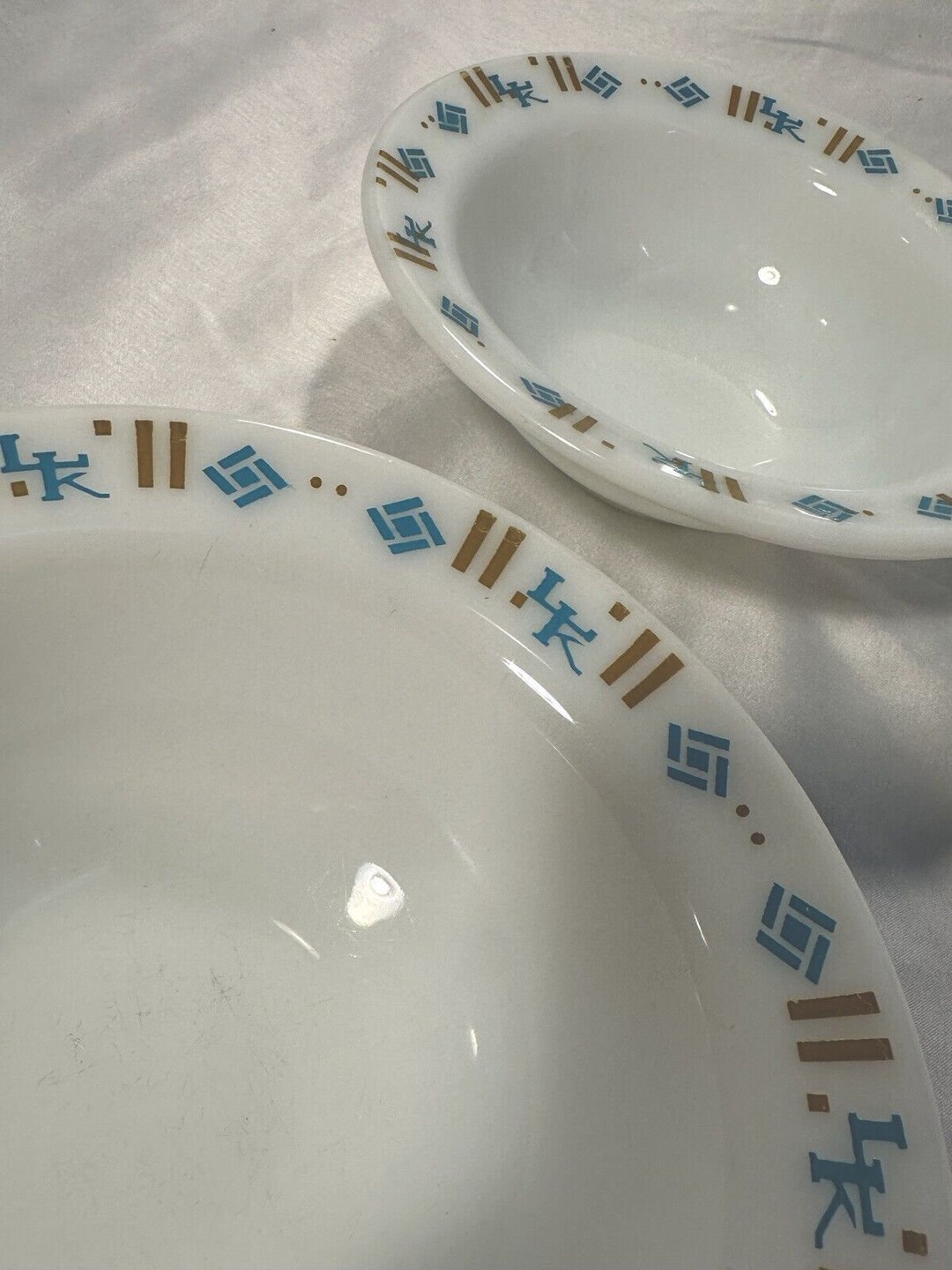 Vintage ANCHOR HOCKING LK Ludwig & Kibbey Restaurant Bowls Set 2 Milk ...