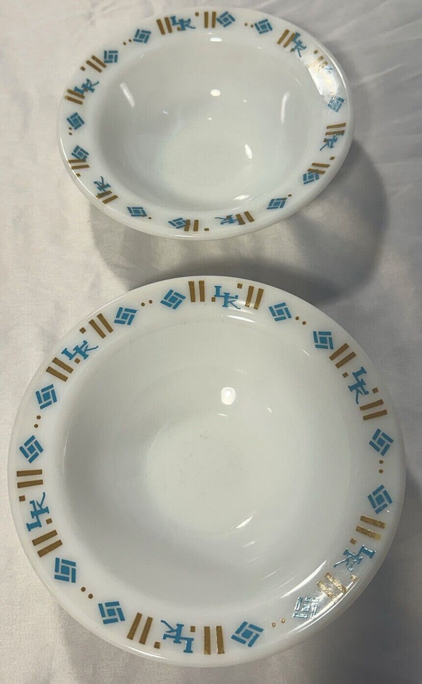 Vintage ANCHOR HOCKING LK Ludwig & Kibbey Restaurant Bowls Set 2 Milk ...