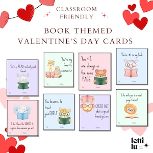 Kids Book Valentine's Day Cards, School Friendly Printable Valentines ...