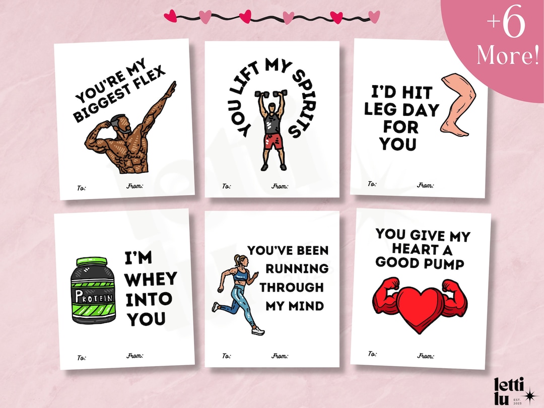 Printable Gym Valentines Cards: Punny Fitness Gift (instant Download ...