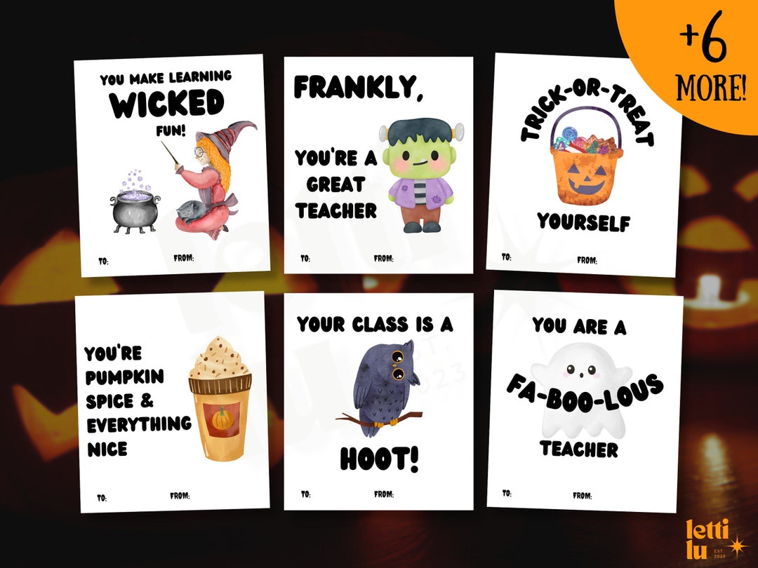 Halloween Printable Teacher Cards, Spooky Puns, Digital Download ...