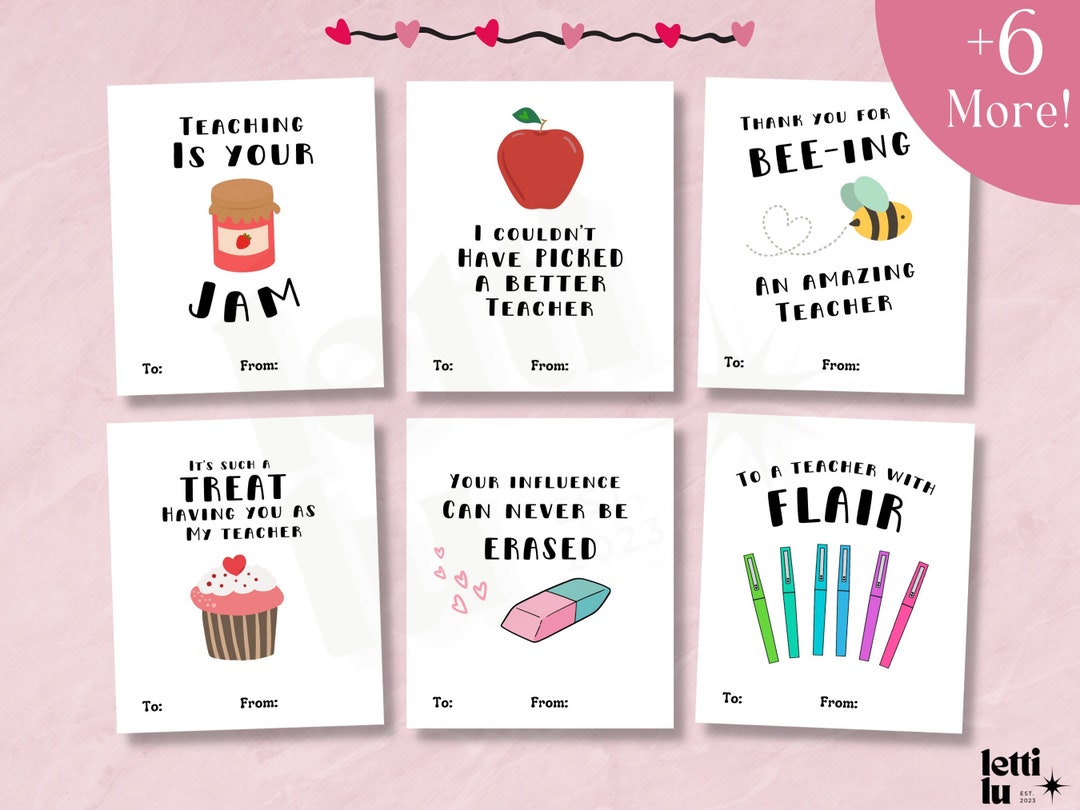 Punny Teacher Valentine Cards: Printable Classroom Gift (PDF) - Etsy