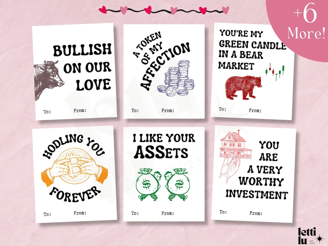 Finance Pun Valentine's Cards: Crypto & Stock Market (instant Download ...