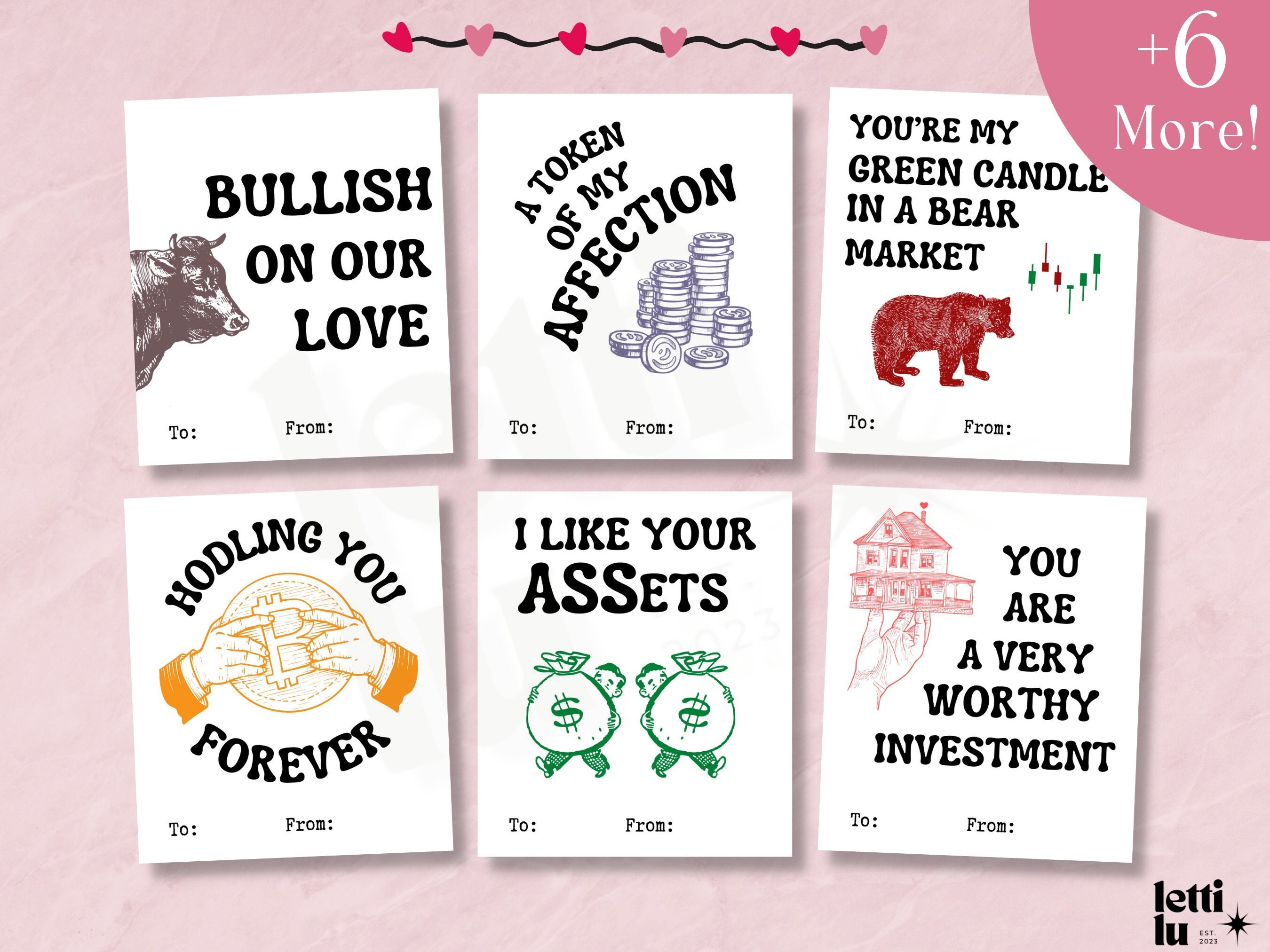 Finance Pun Valentine's Cards: Crypto & Stock Market (instant Download ...