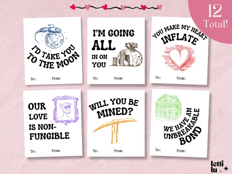 Finance Pun Valentine's Cards: Crypto & Stock Market (instant Download ...