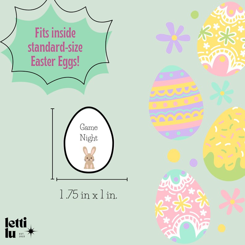 Printable Easter Egg Prize Cards: Candy Alternative (digital Download ...