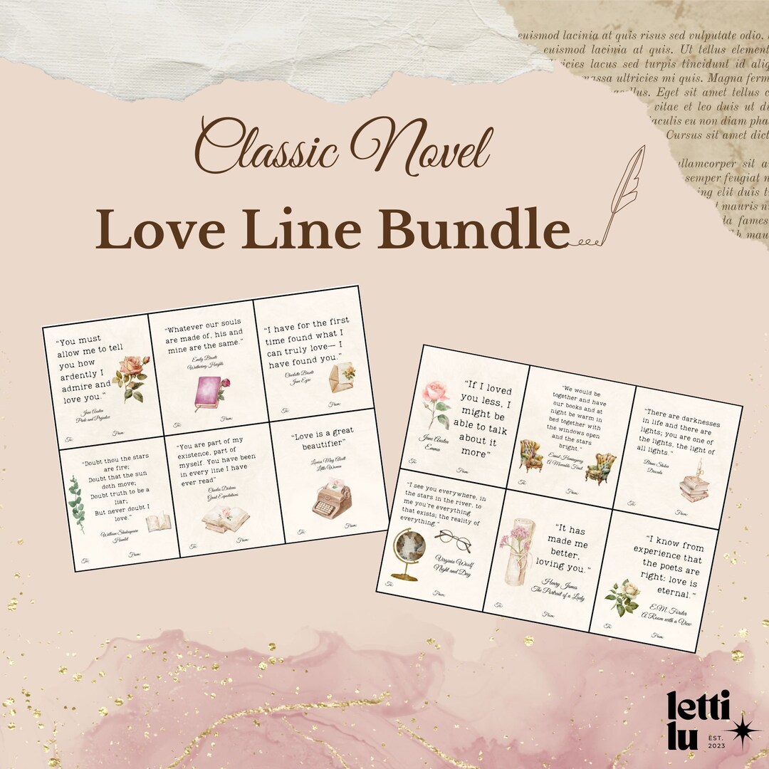 Printable Book Quote Cards, Romantic Book Love Notes, Literary ...