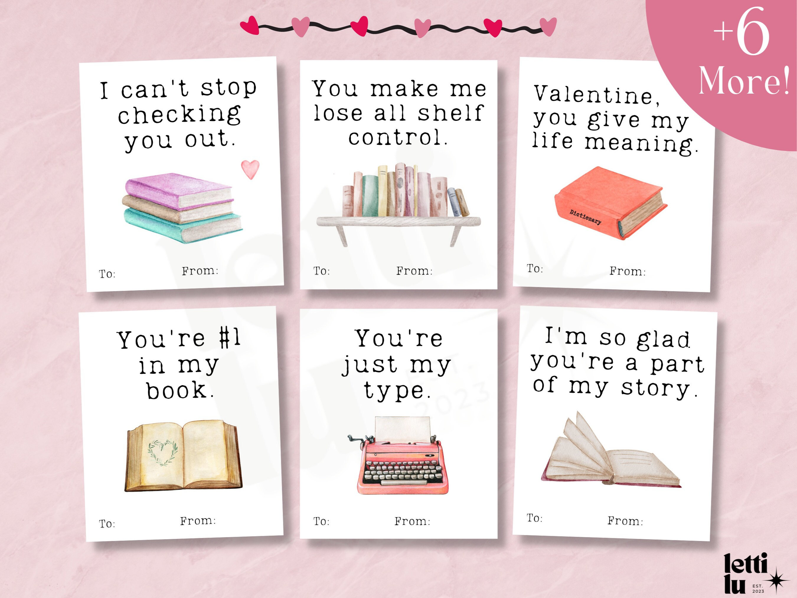 Printable Book Lover Valentine's Day Cards: Punny Reader Valentines ...