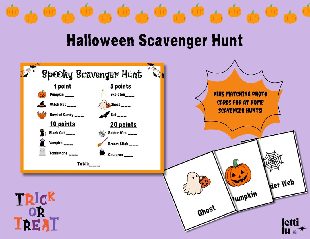 Halloween Trick-or-treat Scavenger Hunt | Halloween Party Printable ...