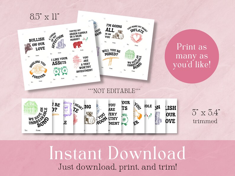 Finance Pun Valentine's Cards: Crypto & Stock Market (instant Download ...