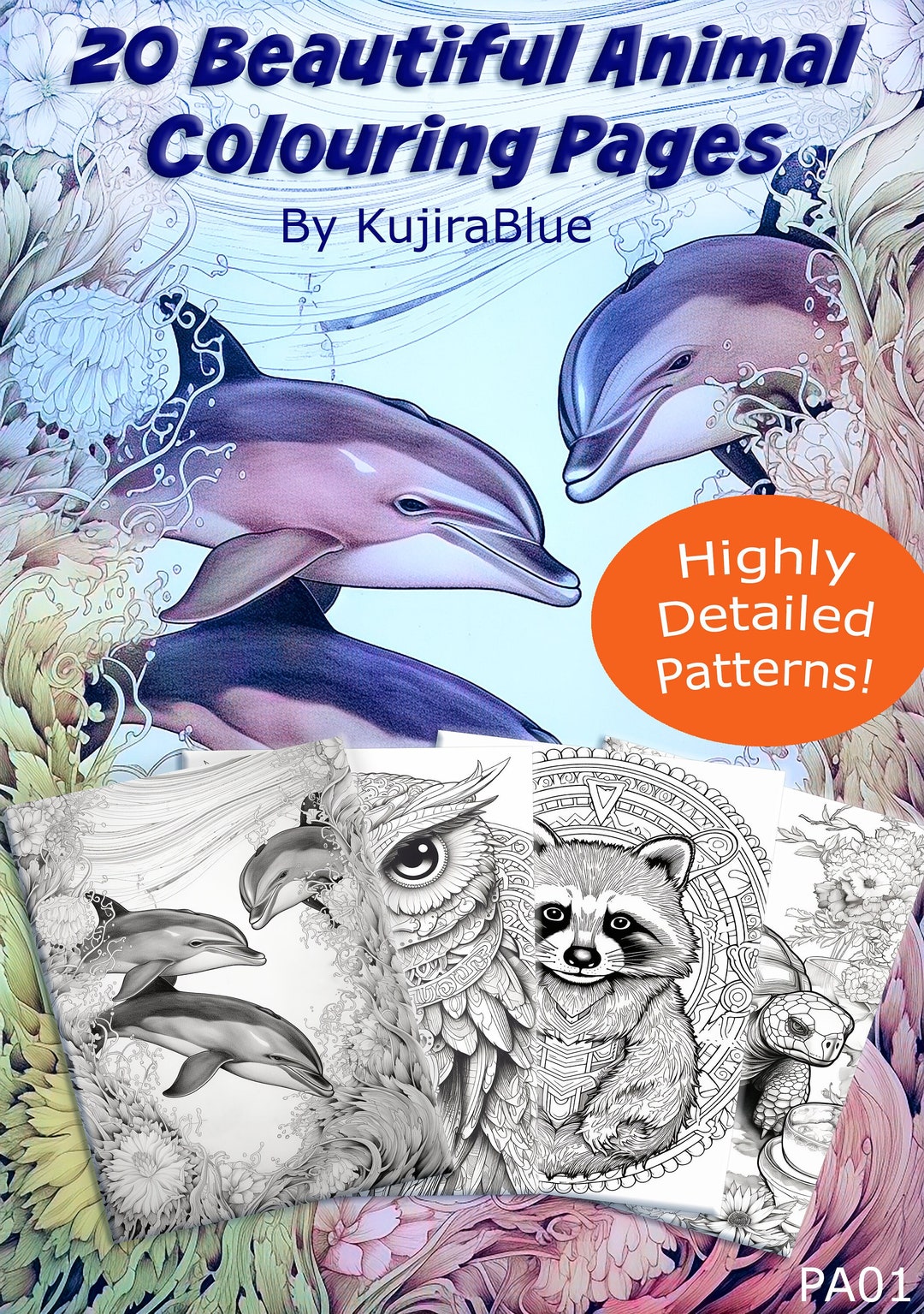 PA01 Patterned Animals Coloring Book Pages Adults Kids - Etsy